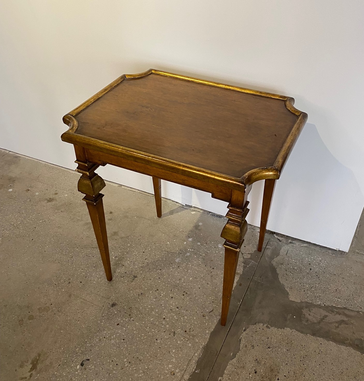 Cut Corner End Table With 23K Gold Trim Highlights | Wood and Hogan