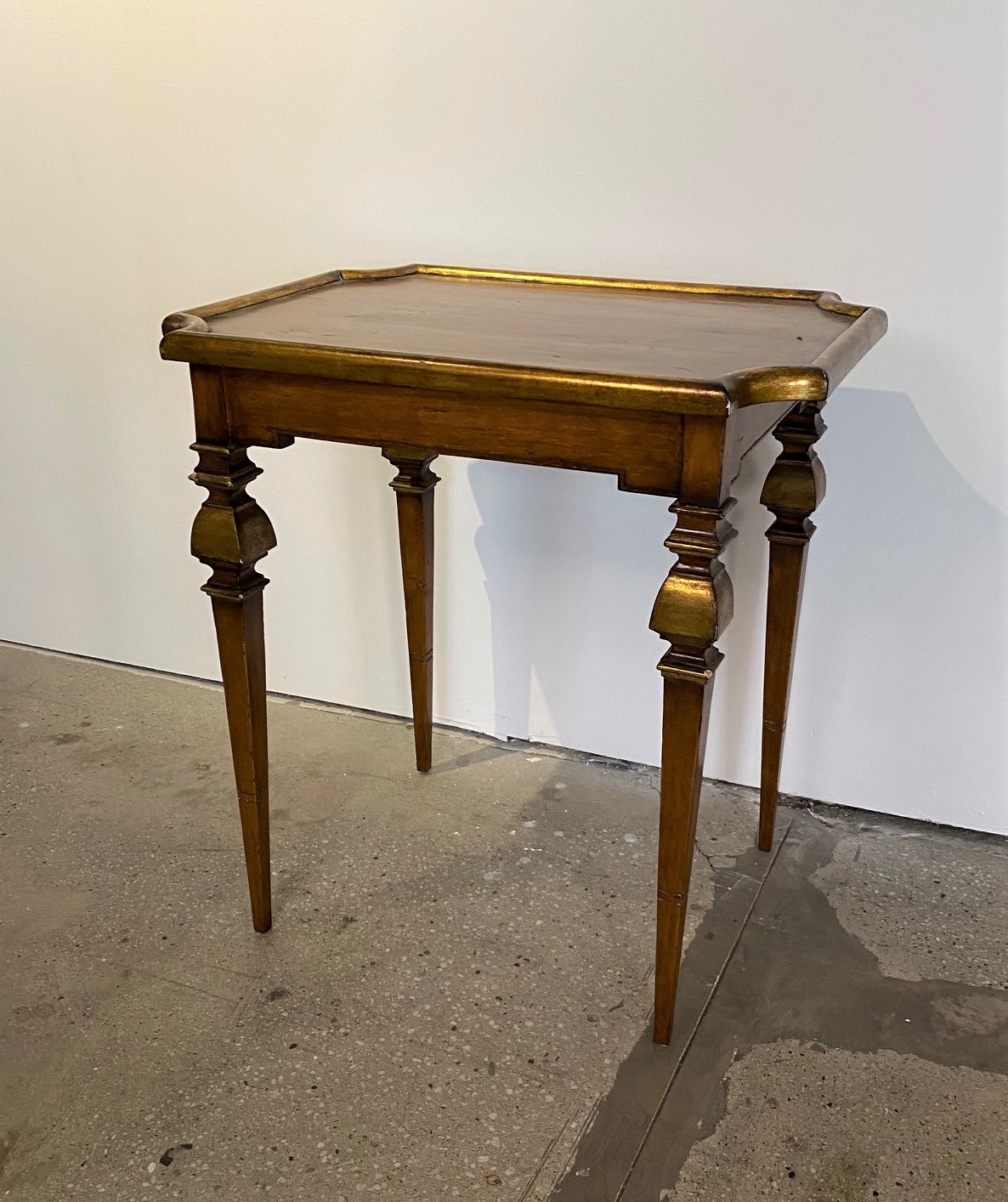 Cut Corner End Table With 23K Gold Trim Highlights | Wood and Hogan