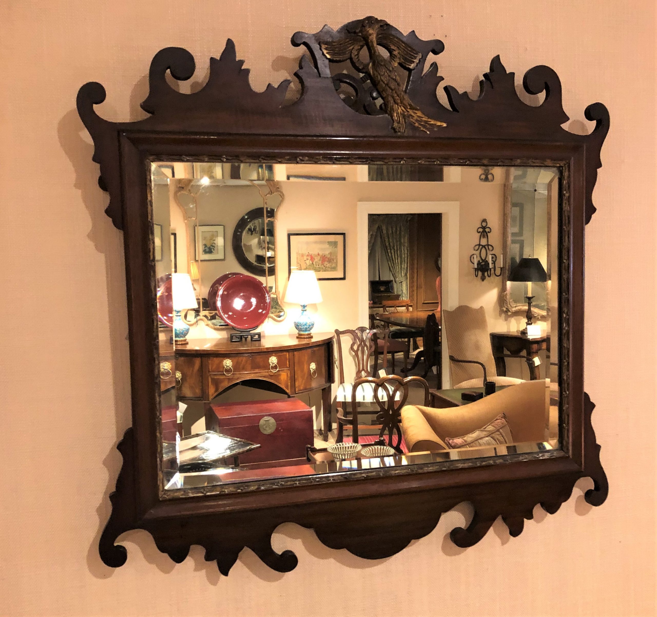 19th C. Chippendale Mahogany Mirror | Wood and Hogan